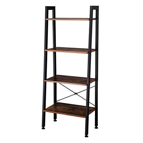 Vasitelan Ladder Shelf Bookshelf, Storage Rack, Bookcase with Steel Frame, for Living Room, Home Office, Kitchen, Bedroom (4 Tiers)