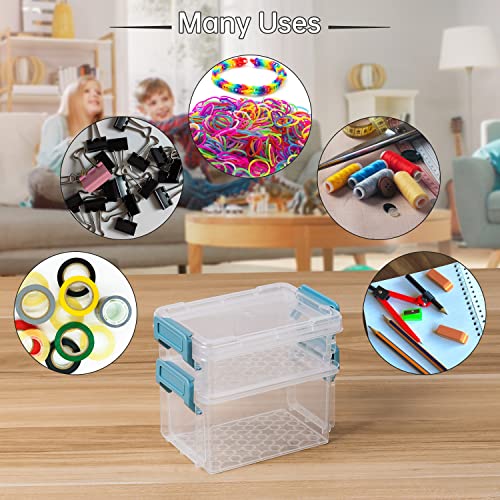 SIYOMG Small Plastic Box, 6 Pack 6 x 4.5 x 2.9 Inch Stackable Storage Bins with Lid, Clear Organizer Containers for Crafts, Jewelry, Sewing Classroom Home Supplies