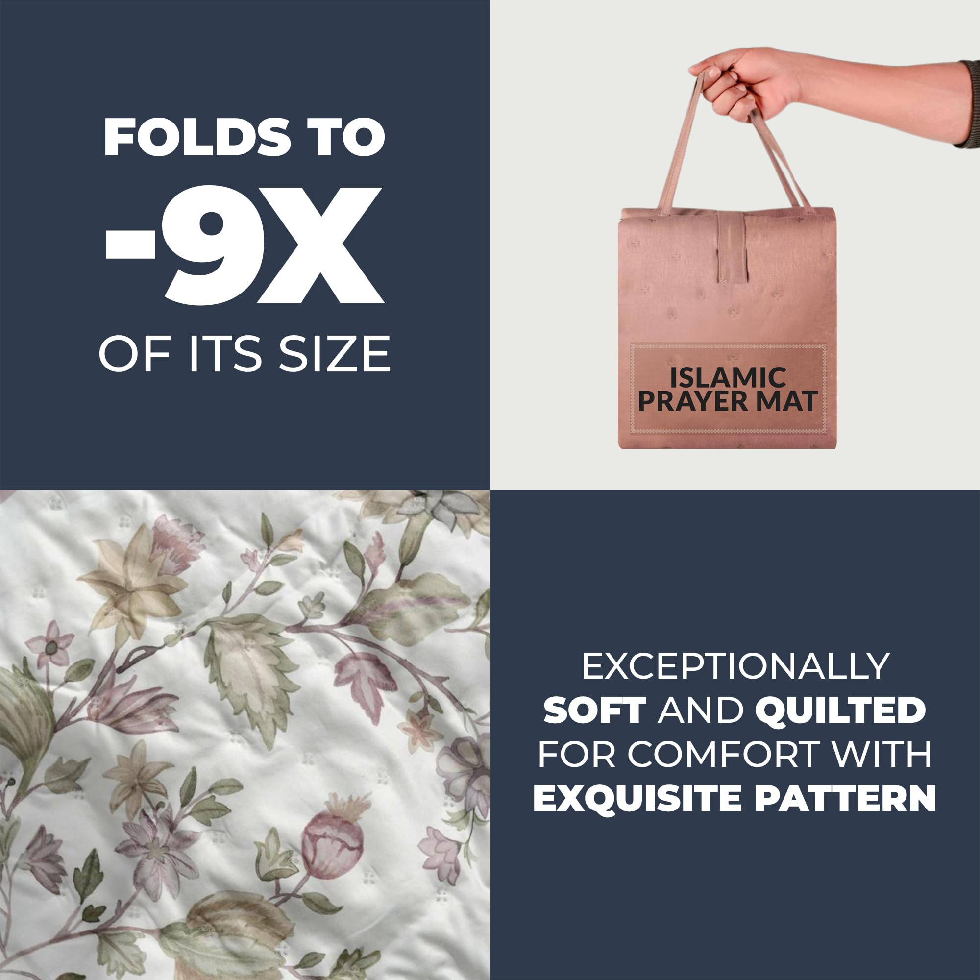 Travel Prayer Mat - Padded & Portable Muslim Prayer Rug - Prayer Mat Thick - Machine Washable & Foldable Prayer Mat - Ideal for Home, Office, & Travel Use - Premium Prayer Rug For Ultimate Comfort