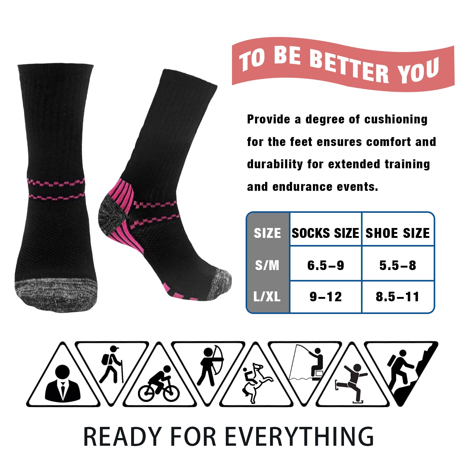 Iseasoo Compression Socks for Women & Men Circulation - Plantar Fasciitis Crew Socks Best Support for Athletic Running Cycling(S/M