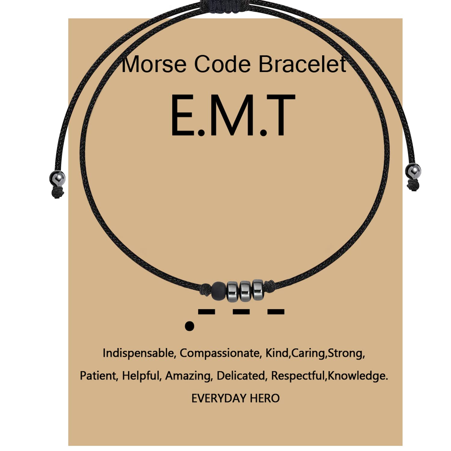 MAOFAED Emergency Medical Technician Gift Morse Code Bracelet for Women Men Morse Code Jewelry (hero EM code br)