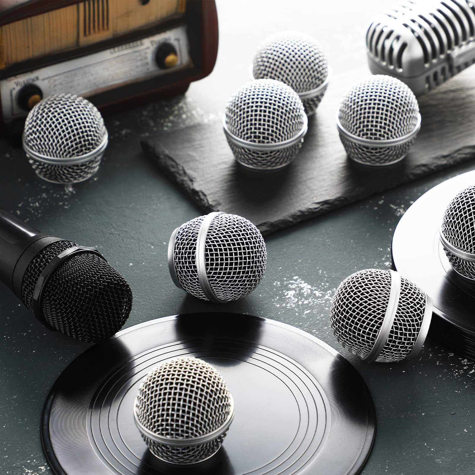 Konohan 8 PCS Microphone Head Replace Microphone Grille Mic Head Microphone Head Replacement Parts Head Mesh Grille Music Recording Equipment Compatible with SM58, SM58LC, SV100, RK143G