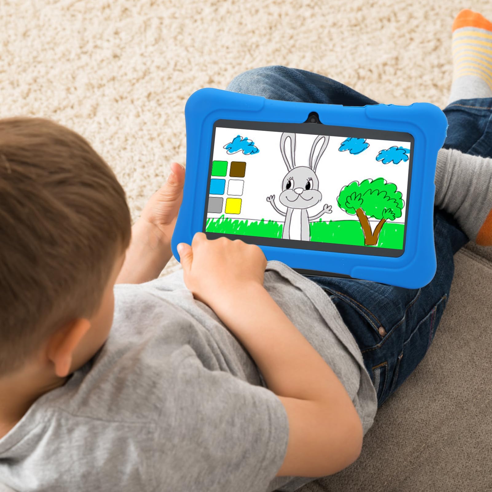 Kids Tablet, Dual Camera Touch Screen WiFi Quad Core 7 Inch Kids Tablet for Android 10.0 for Girls (US Plug)