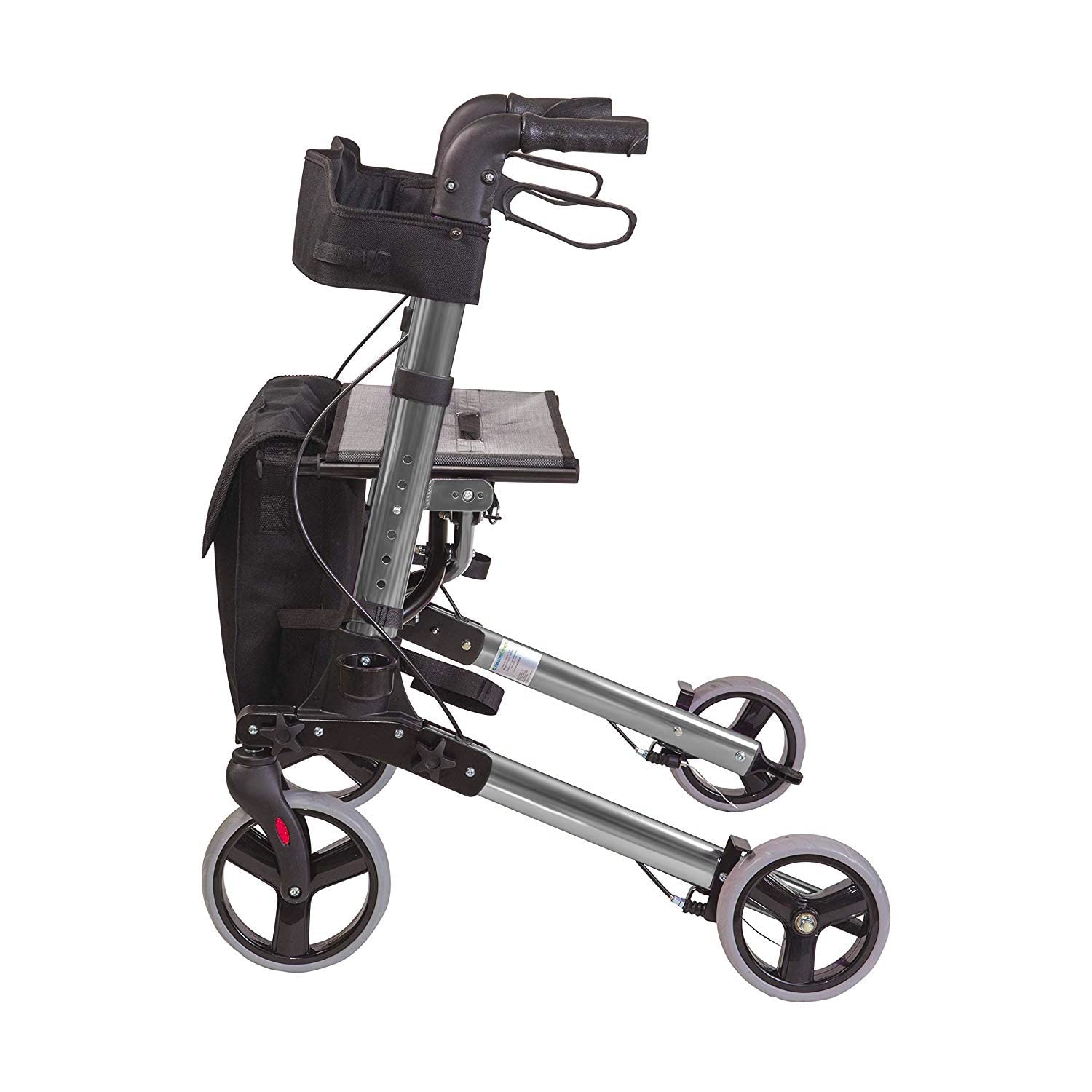 HealthSmart Walker Rollator with Seat and Backrest, Adjustable Handle Height, FSA HSA Eligible, Removable Storage Bag and a Durable Lightweight Frame That Folds While Supporting up to 300 pounds