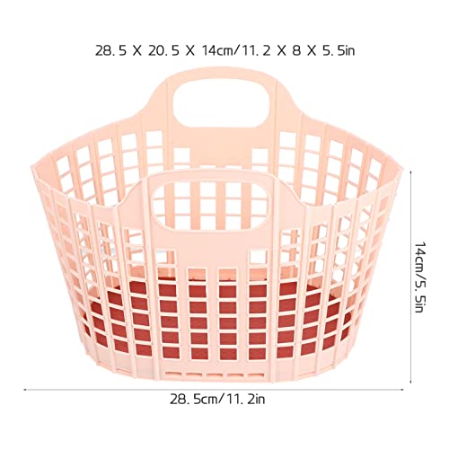 UPKOCH Shower Basket 2pcs Multi- function Shower Basket Collapsible Desktop Plastic Handheld Baskets Shopping Storage with for Laundry Home Foldable Portable Design Grocery Fruits Pink