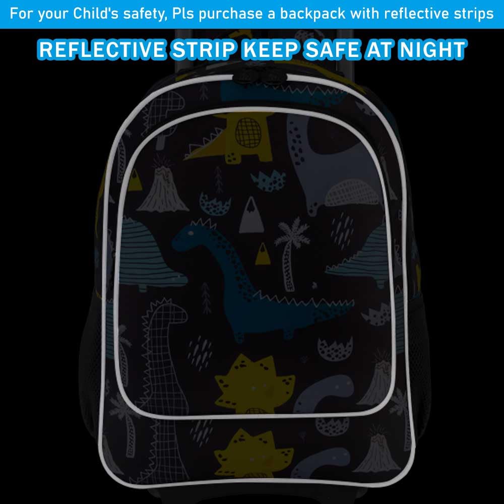 gxtvo Rolling Backpack for Boys, Roller Wheels Kids Bookbag - Wheeled Suitcase Elementary School Bag - 3PCS Dinosaur