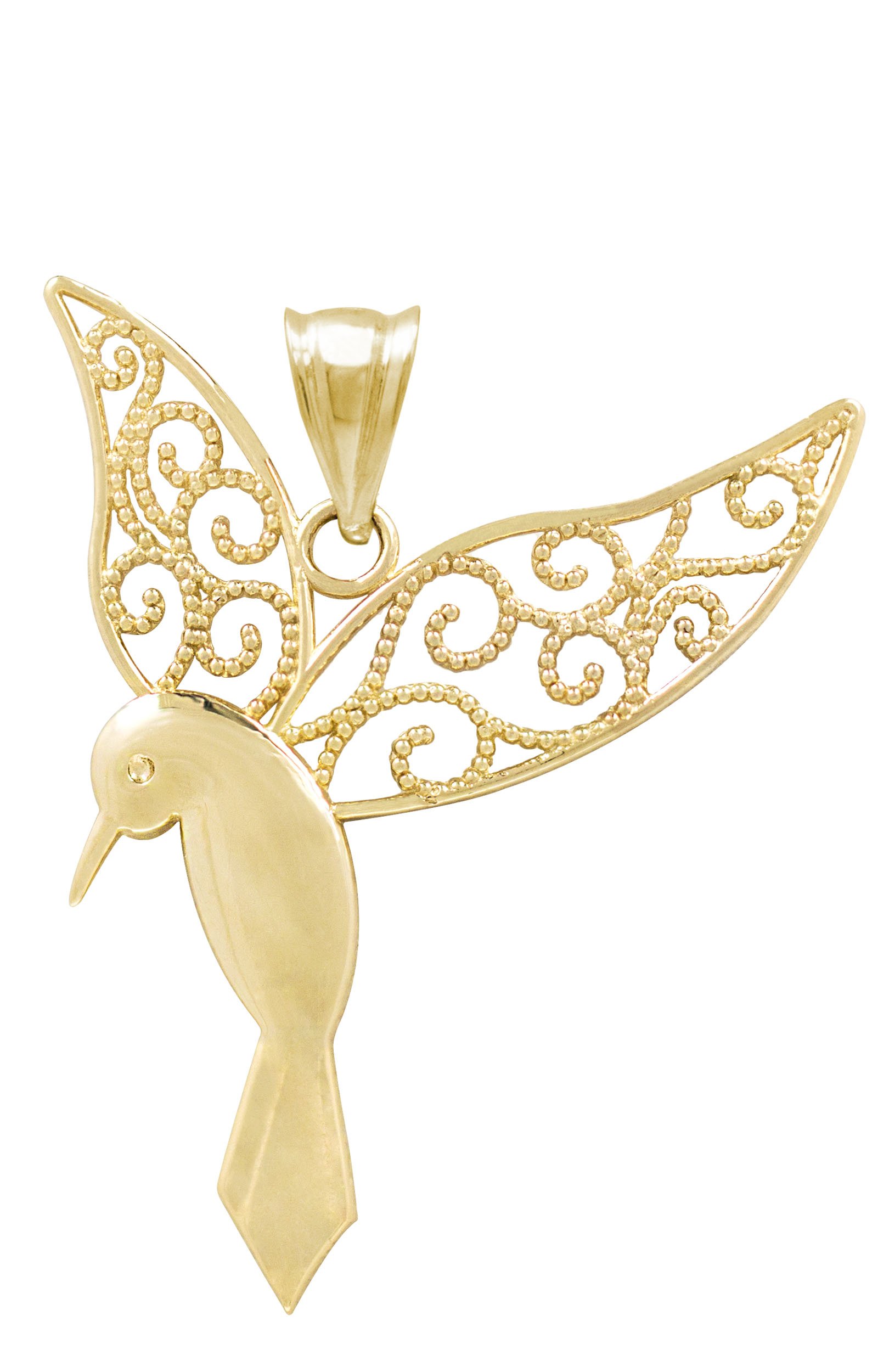 Honolulu Jewelry Company 14k Yellow Gold Humming Bird Necklace Pendant