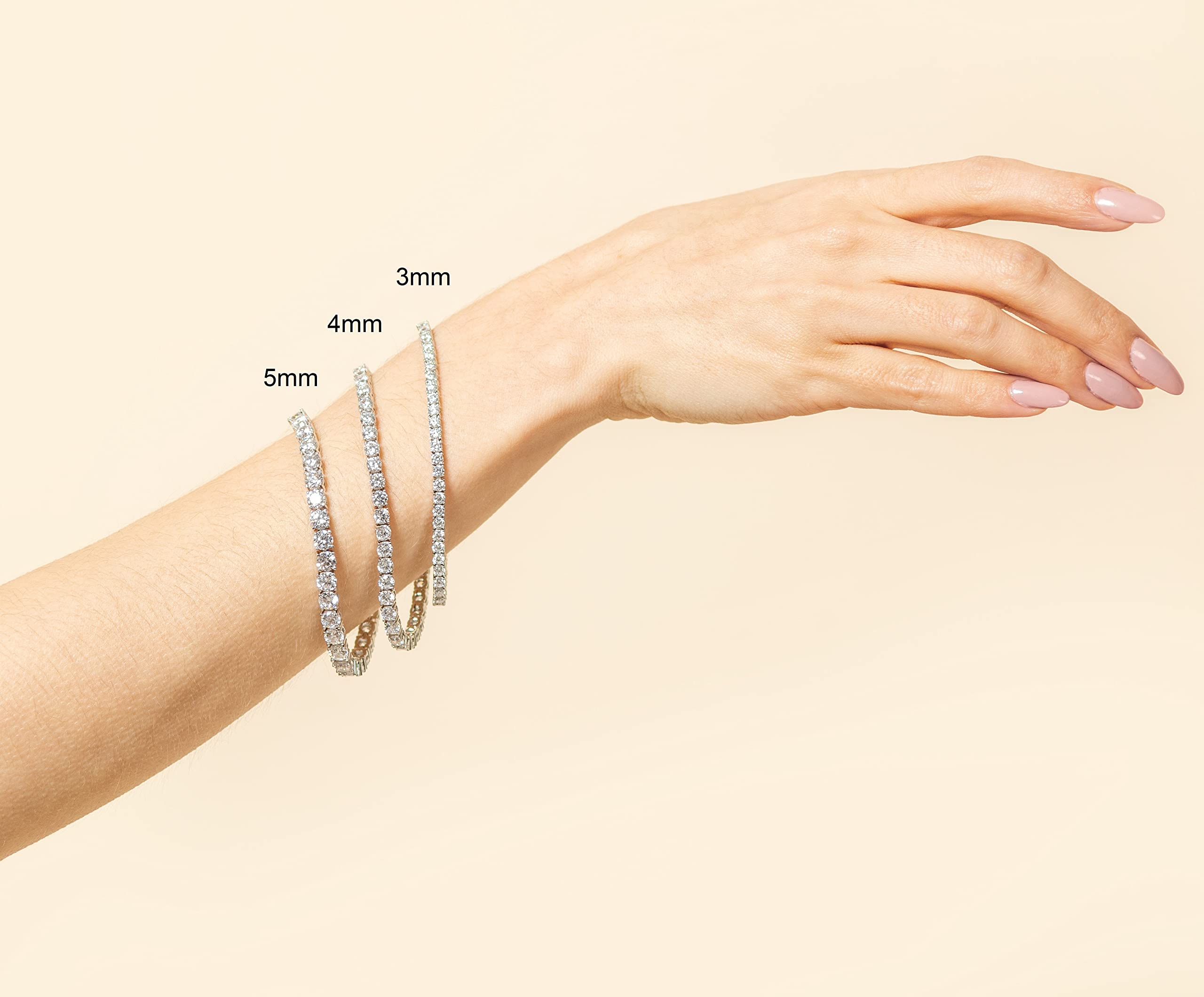 Olive & Chain Diamond CZ Tennis Bracelet, Set in 925 Sterling Silver with 14k Yellow Gold Plating, Unisex Men’s Women’s