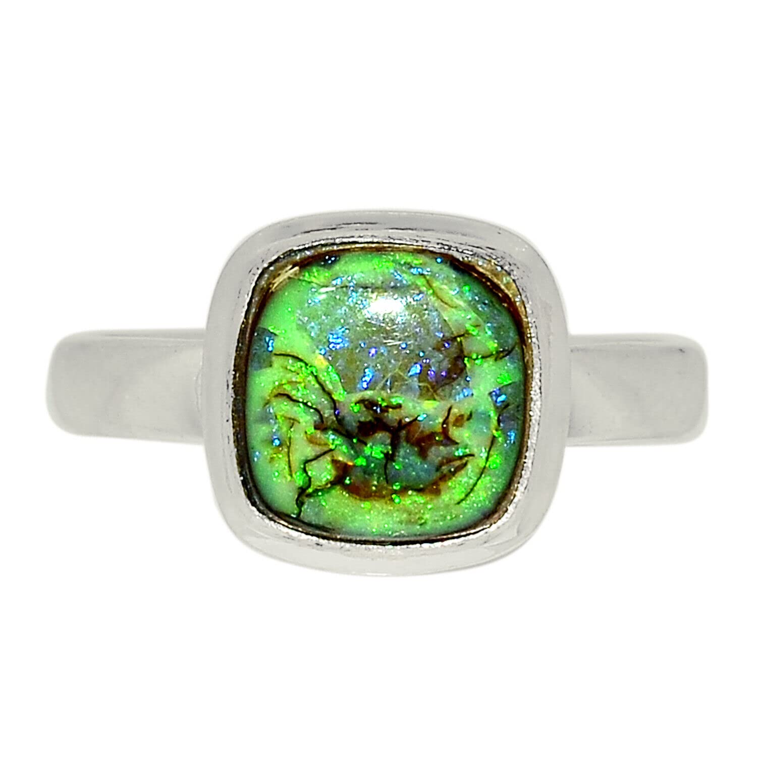 Lab Created Sterling Opal 925 Sterling Silver Jewelry Ring s.9 ALLR-14049