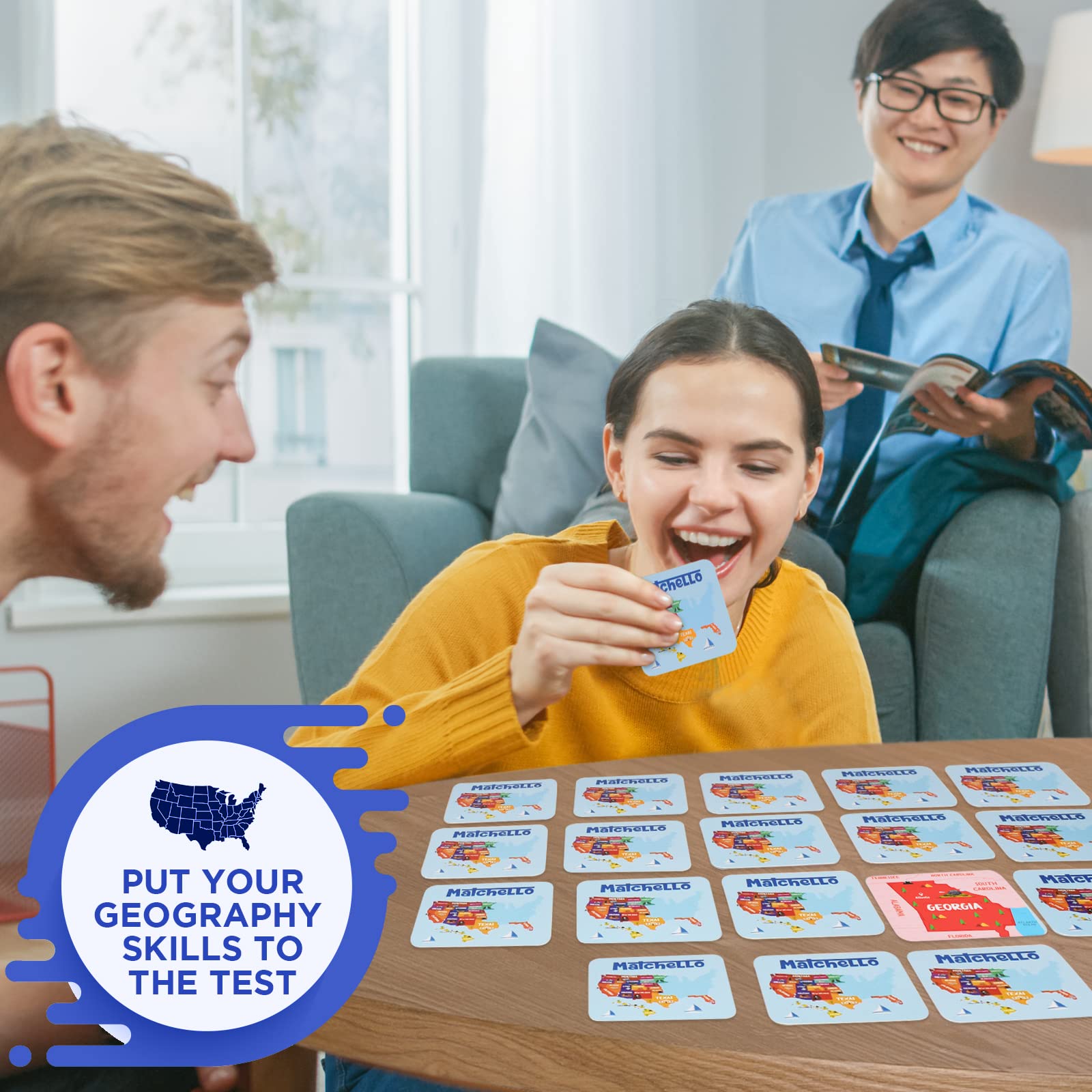 Matchello Memory Matching Game - Learn Geography for Kids β 50 States Matching Game β Educational and Fun State Cards for Kids and Grownups β Colorful Cards β Ages 7 and Up