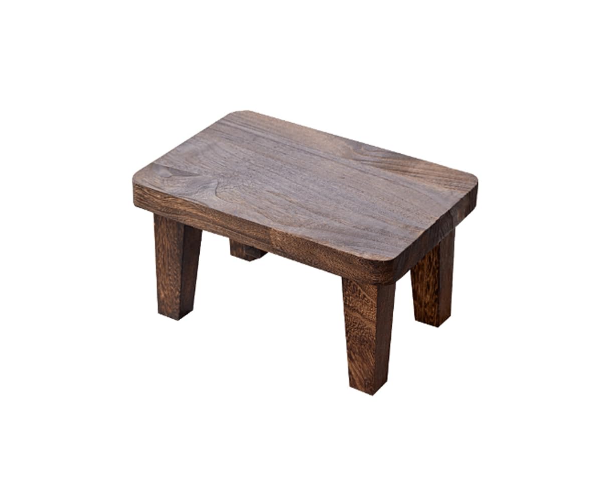 TEMIREN Solid Wooden Bench Household Stool,Living Room Step Stool Short Stool,Coffee Table Stool Shoe Stool,Wooden Plant Stand (11.8 "x7.8 x6.3) (Heavy Carbon)