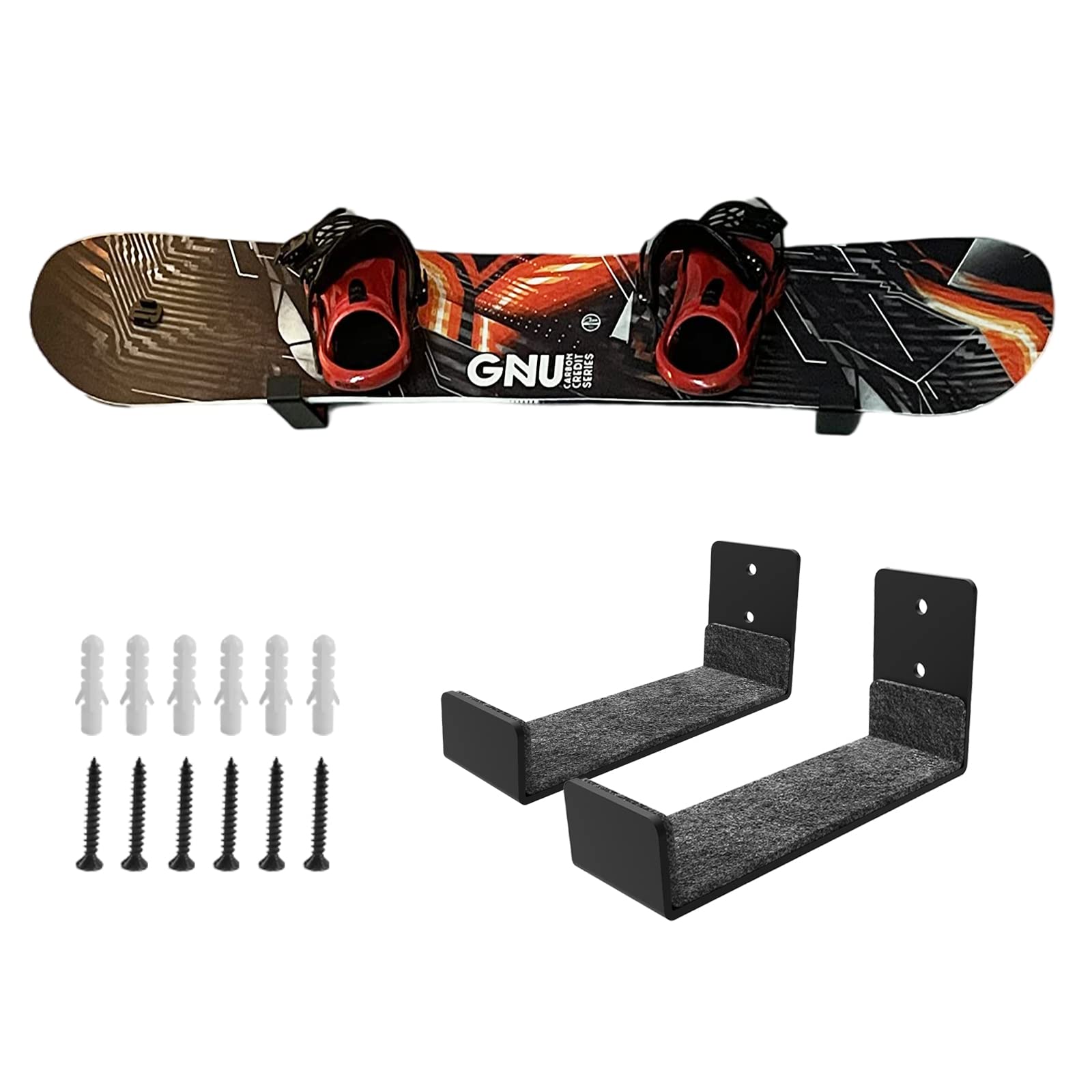 Kunzye Snowboard Wall Mount Clips,Solid Aluminum Snowboard Rack,Snowboard Display Wall Rack Home and Garage Snowboard Storage,Surfboard Wall Mount 2 Pieces