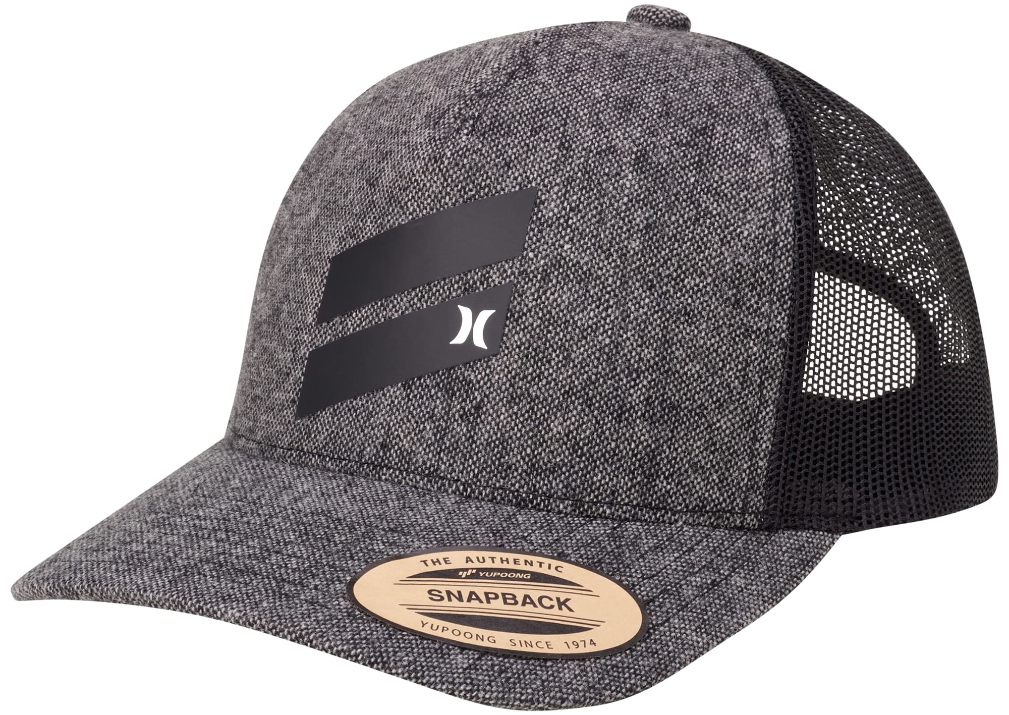 Hurley Men's Baseball Cap - Icon Slash Curved Brim Trucker Hat, Size One Size, Solid Black