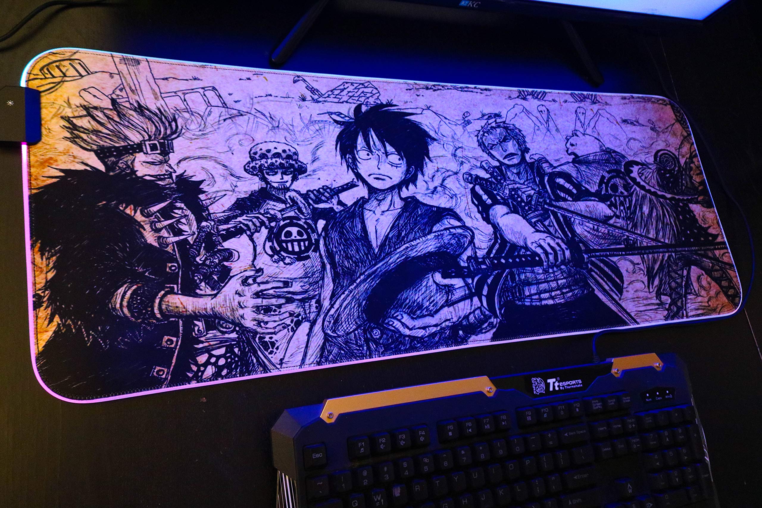 Large Gaming Mouse Pad for Animate Gamer RGB LED Glowing Gaming Mouse Keyboard Pad Mat TruQua8 (Onepiece)