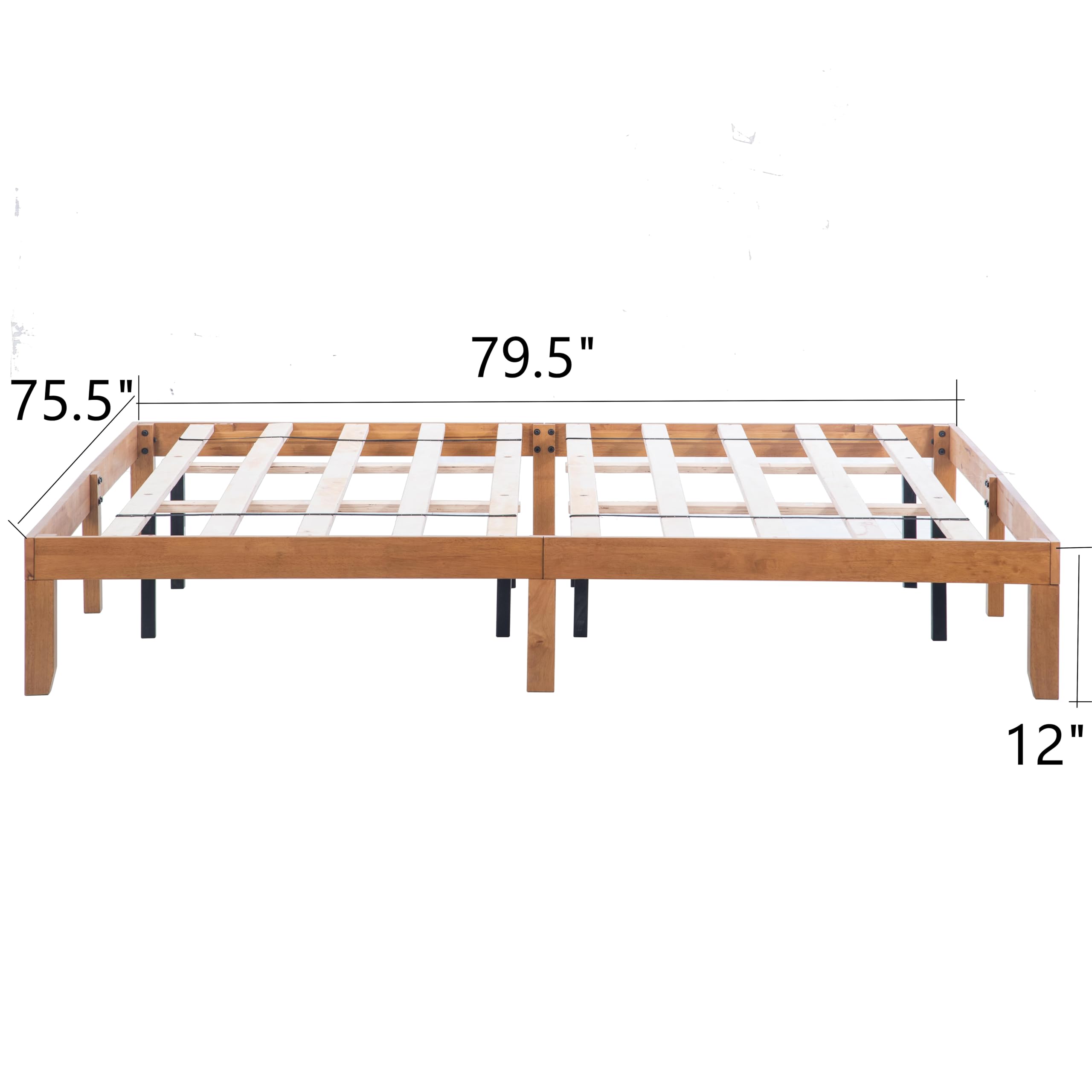IULULU King Bed Frame, 12 Inch Solid Wood Platform Bed Frame, King Size Mattress Foundation with Wooden Slats Support, Easy Assembly, No Box Spring Needed, Pine