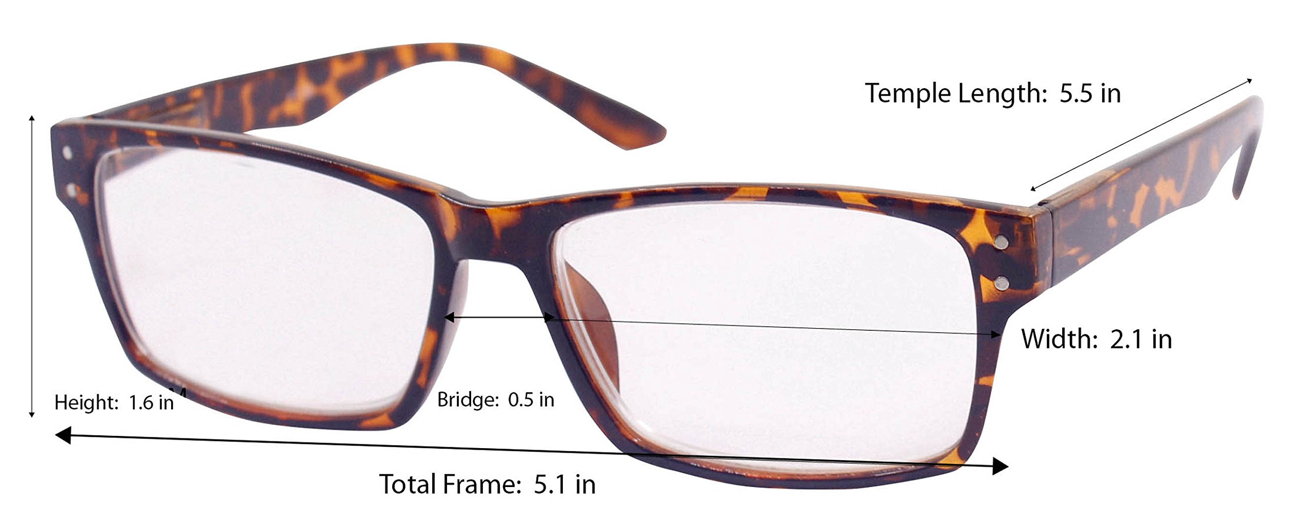 Inner Vision Eye Strain Relief Computer Screen Reading Glasses w/Case - Anti Blue Light, Anti Glare, Scratch Resistant, & Spring Hinges - Unisex, (4.0 x Magnification), Brown Tortoise