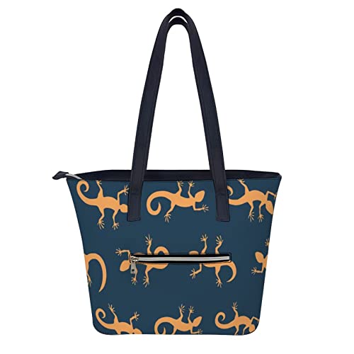 Lizards Women's Tote Bag PU Leather Shoulder Bag Handbags Purse For Work Shopping Travel