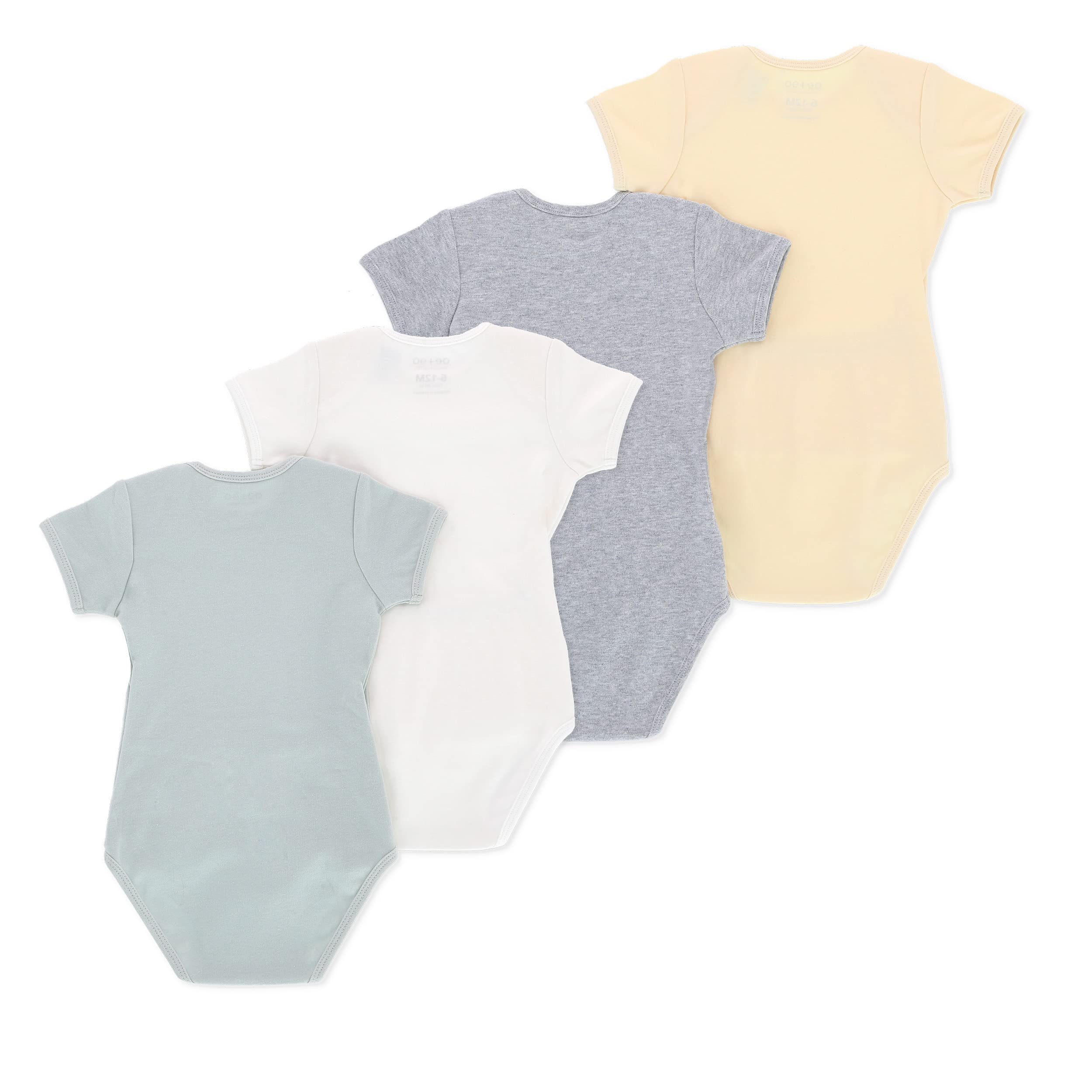 OETEO Organic Cotton Easy-to-Wear No Snaps Baby Bodysuits (Green 4 Piece Set, 3-6 Months)