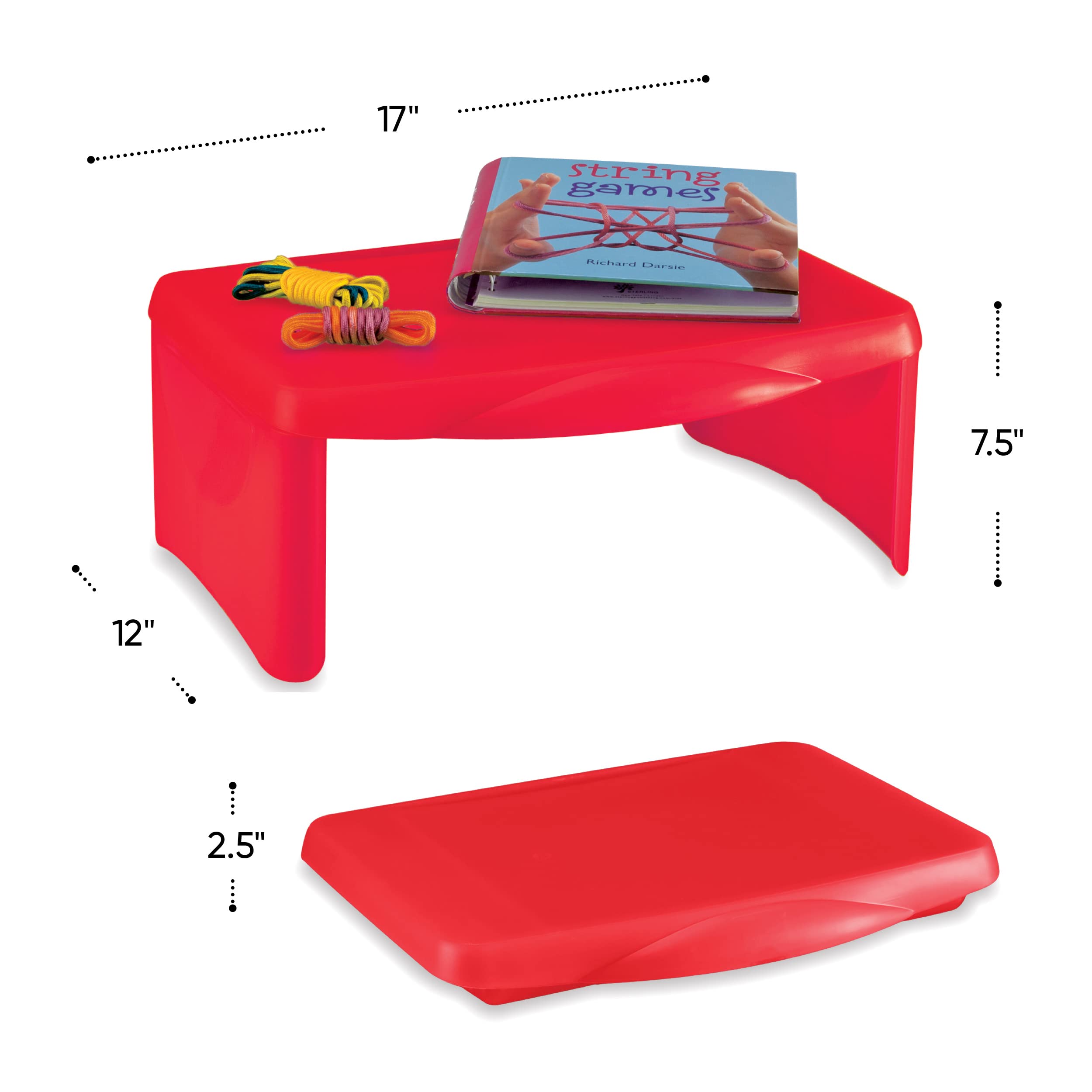 HearthSong Kids’ Portable Folding Lap Desk with Large Storage Activity Tray, 17" L x 12" W, Red