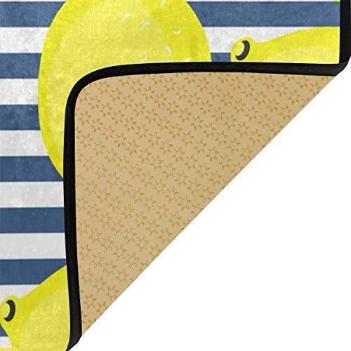 Kitchen Rugs Yellow Lemons with Blue Stripes Design Non-Slip Soft Kitchen Mats Bath Rug Runner Doormats Carpet for Home Decor, 39" X 20"