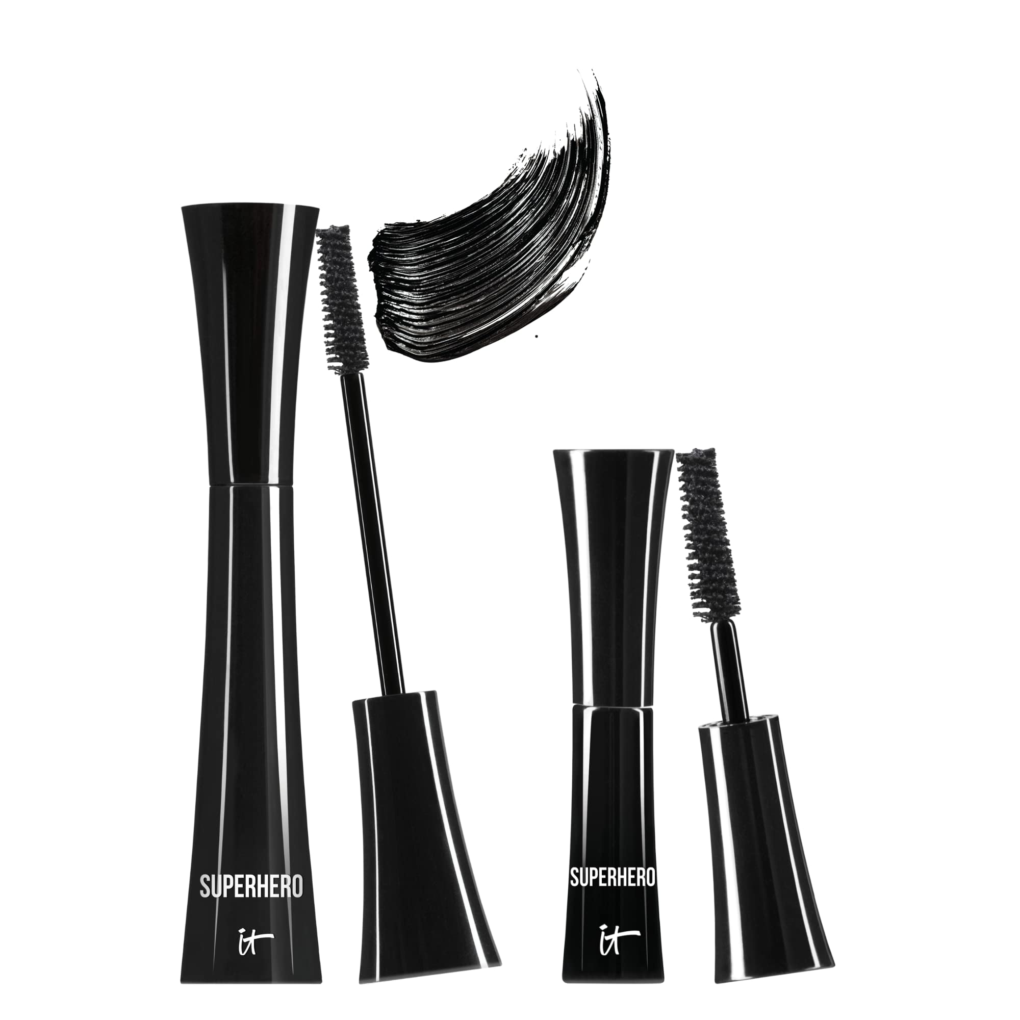 IT Cosmetics Lash Transformation Eye Makeup Set - Includes Full Size + Travel Size Superhero Volumizing & Lengthening Mascara - Lifts, Separates & Conditions Lashes - with Collagen, Biotin & Peptides