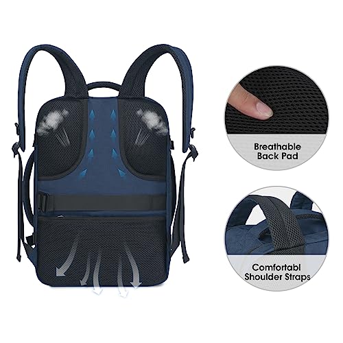 WANDF Travel Backpack For Spirit Airlines Personal Item Bag 18x14x8 with Wet Pocket, 17 Inch Laptop Backpack for Men Women(Navy Blue)