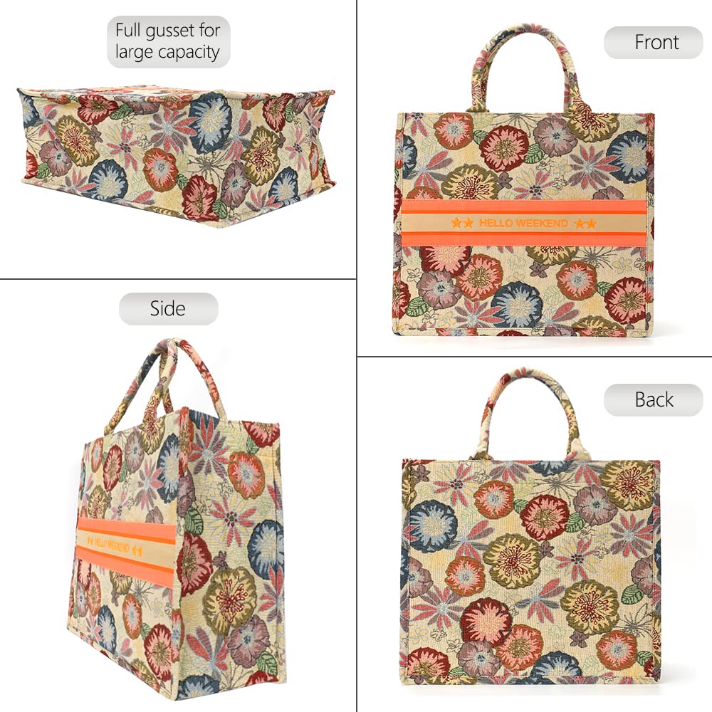 Large Tote Bag for Women, Embroidery Handbags for Women Weekender Handbags