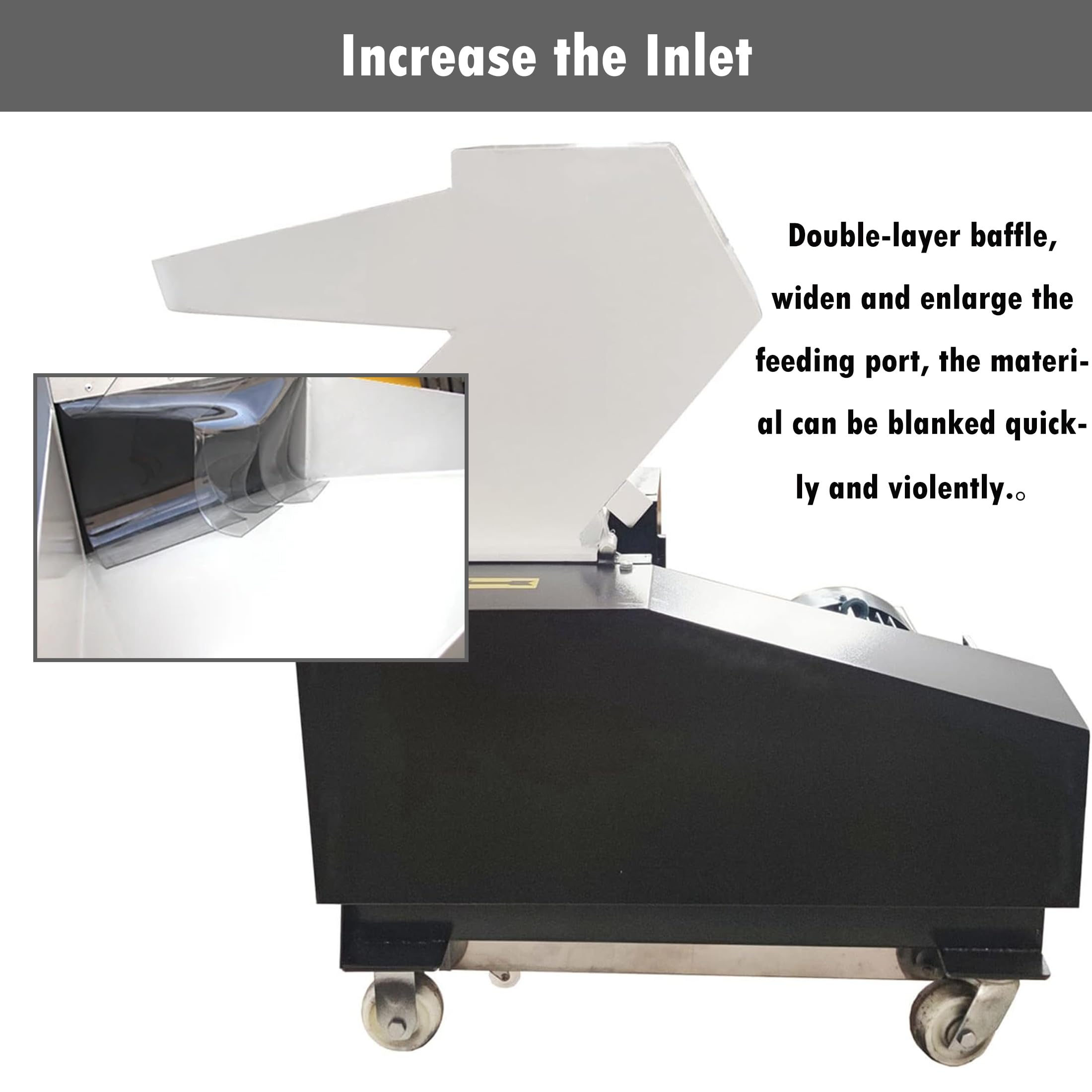 INTSUPERMAI 7.5KW Electric Chipper Plastic Shredder Granulator Heavy Duty Disintegrator for Wood, Nylon Products, Paper,Aluminum Bottle 220V Machine