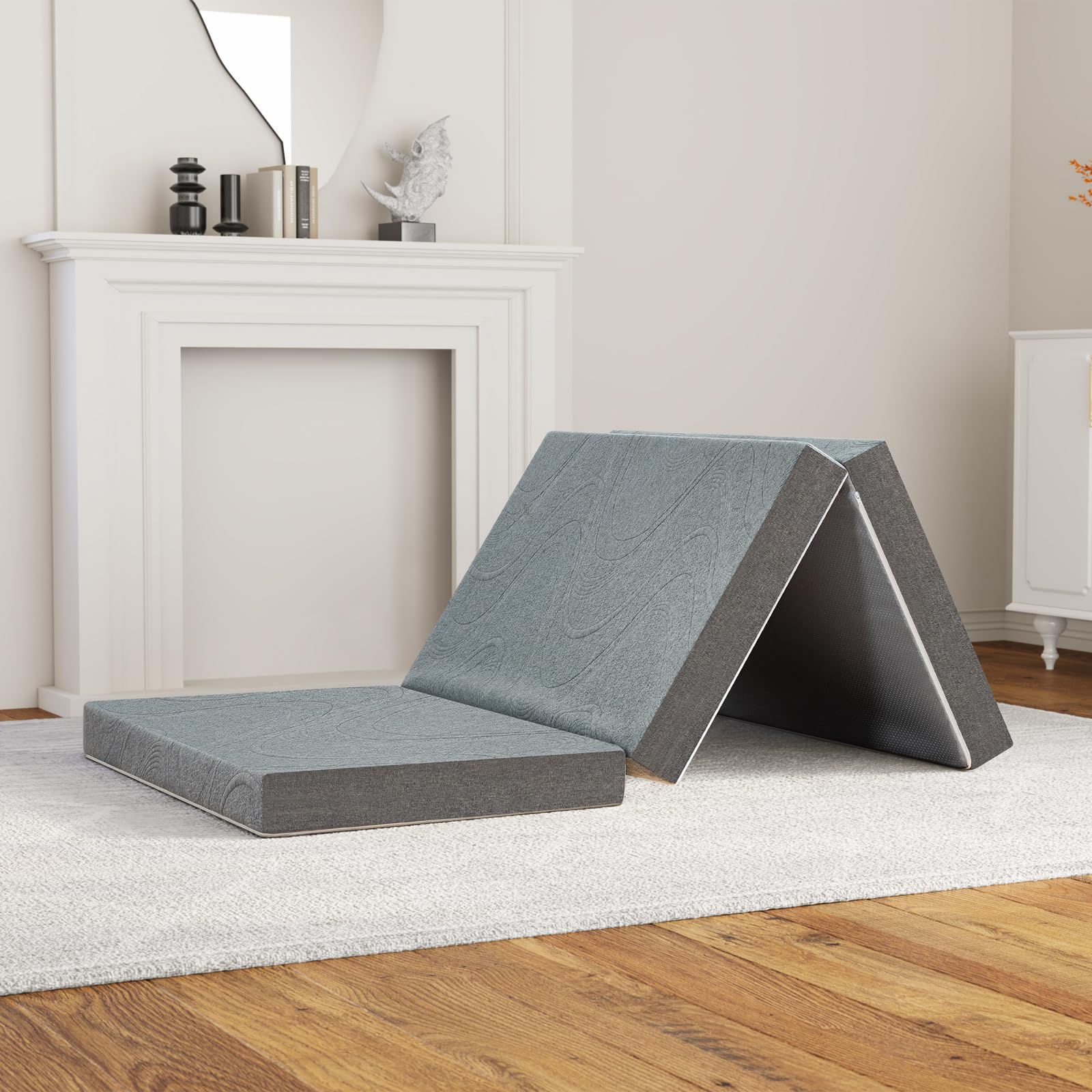 Tri Folding Memory Foam Mattress, 6 inch Tri Folding Mattress Topper, Twin XL Size - 38"x 78"x 6"