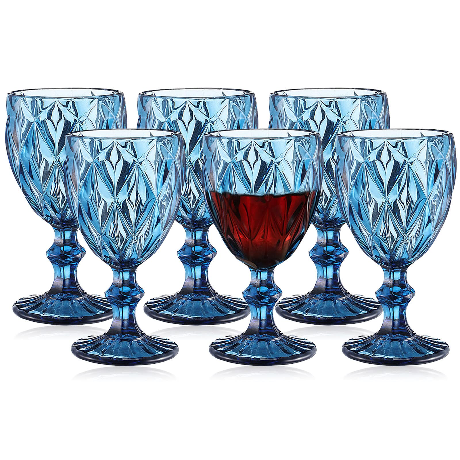 Kawlity 6pcs Glass Goblet Vintage Retro Glass Goblet Stemware Wine Goblet Wine Cup Glassware for Beverage Wine