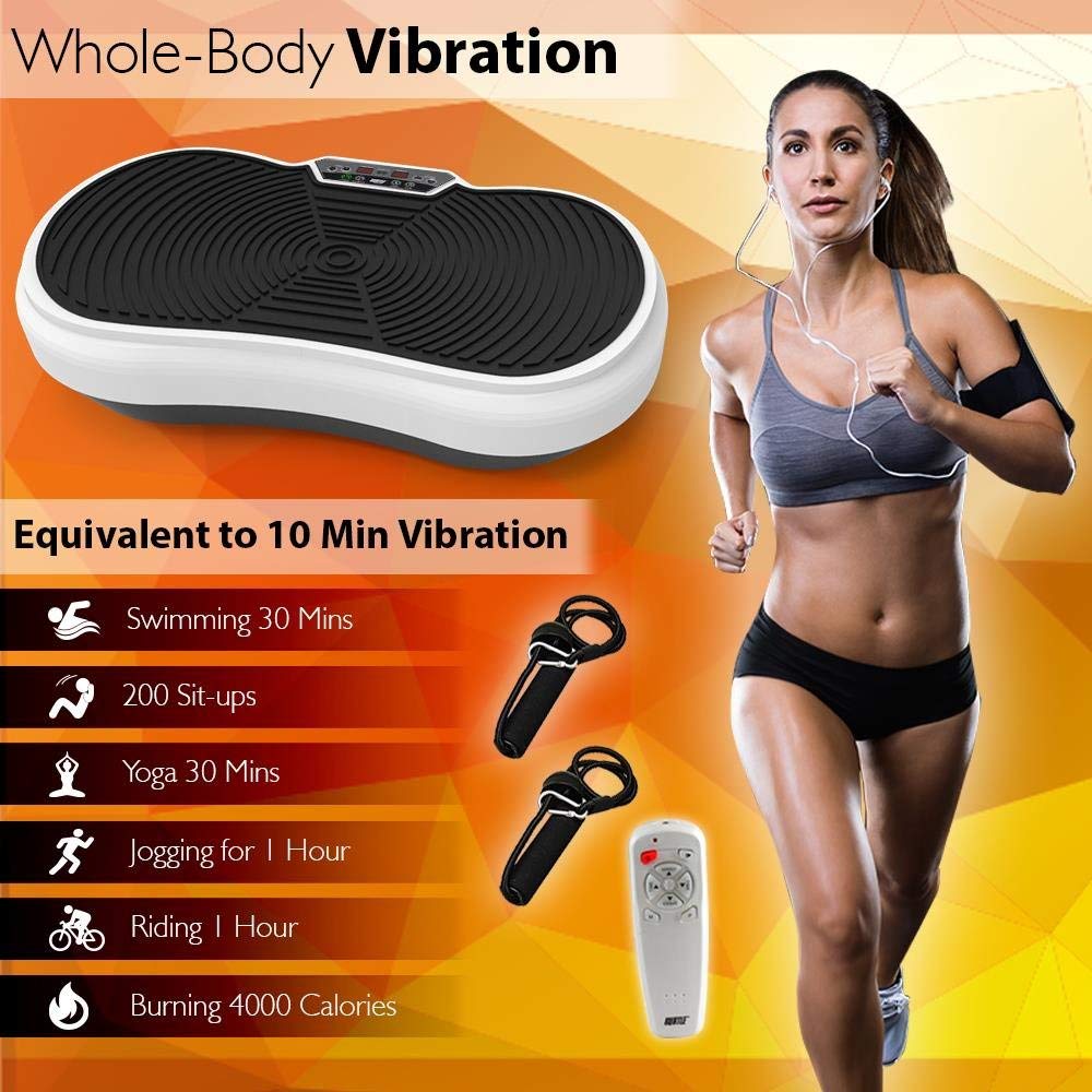 Hurtle Fitness Vibration Platform Workout Machine | Home Exercise Equipment | Vibration Plate | Balance Your Weight Workout Equipment Includes Remote Control & Balance Straps (Renewed)