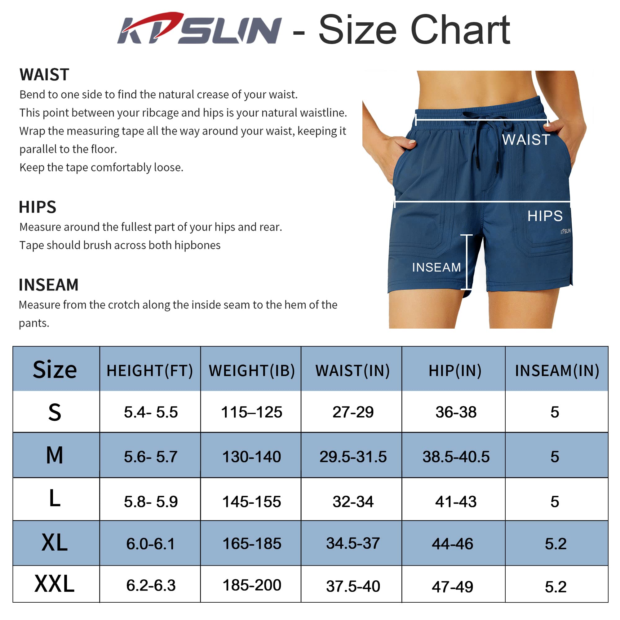 KPSUN Women's 5 Inches Hiking Cargo Shorts Quick Dry Workout Golf Shorts Outdoor Running Summer Shorts with Pockets,blue,L