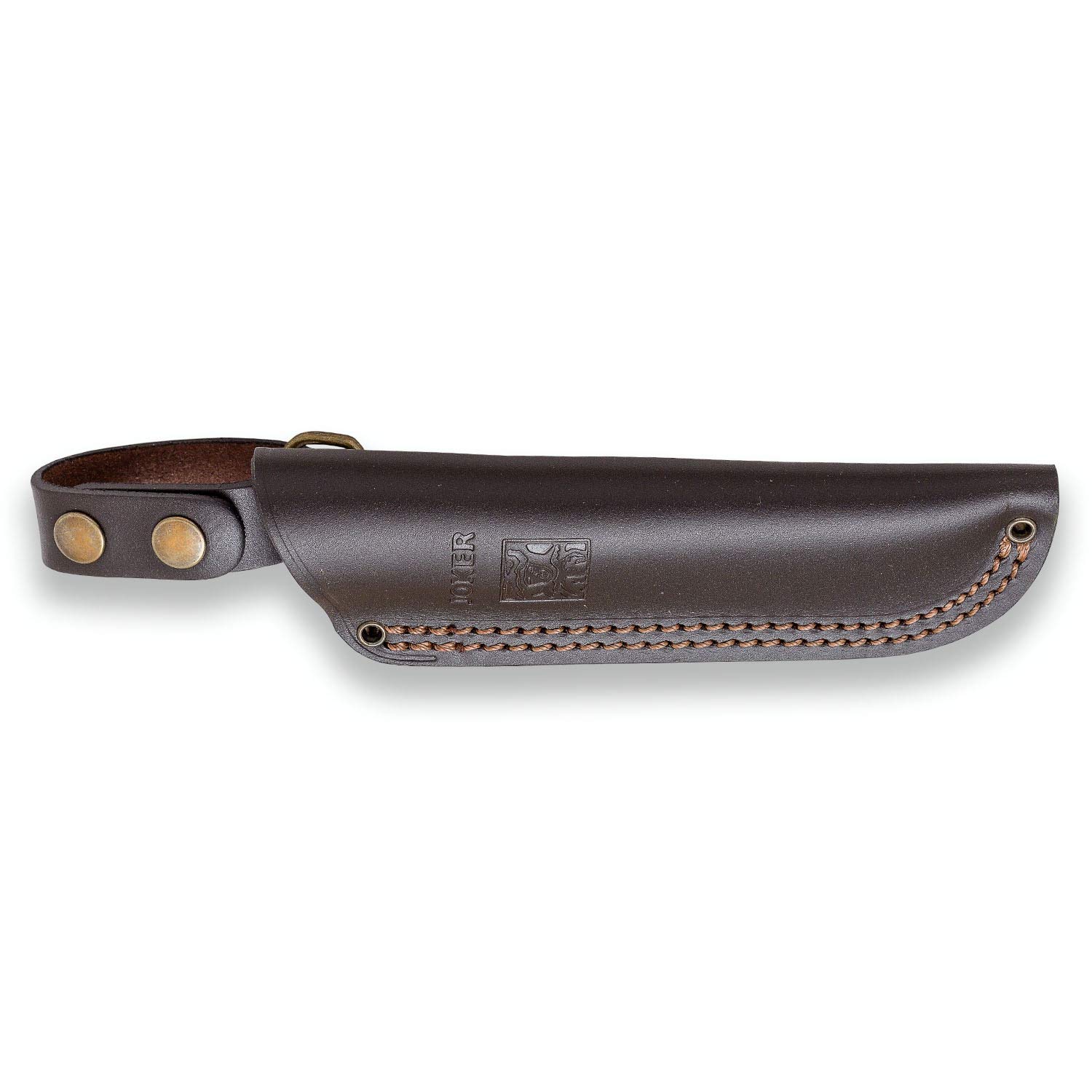 Joker Knife Nessmuk S CL132, Birch Handle, 4.3 in. Blade Sandvik 14C28N, Brown Leather Sheath, Tool for Fishing, Hunting, Camping and Hiking