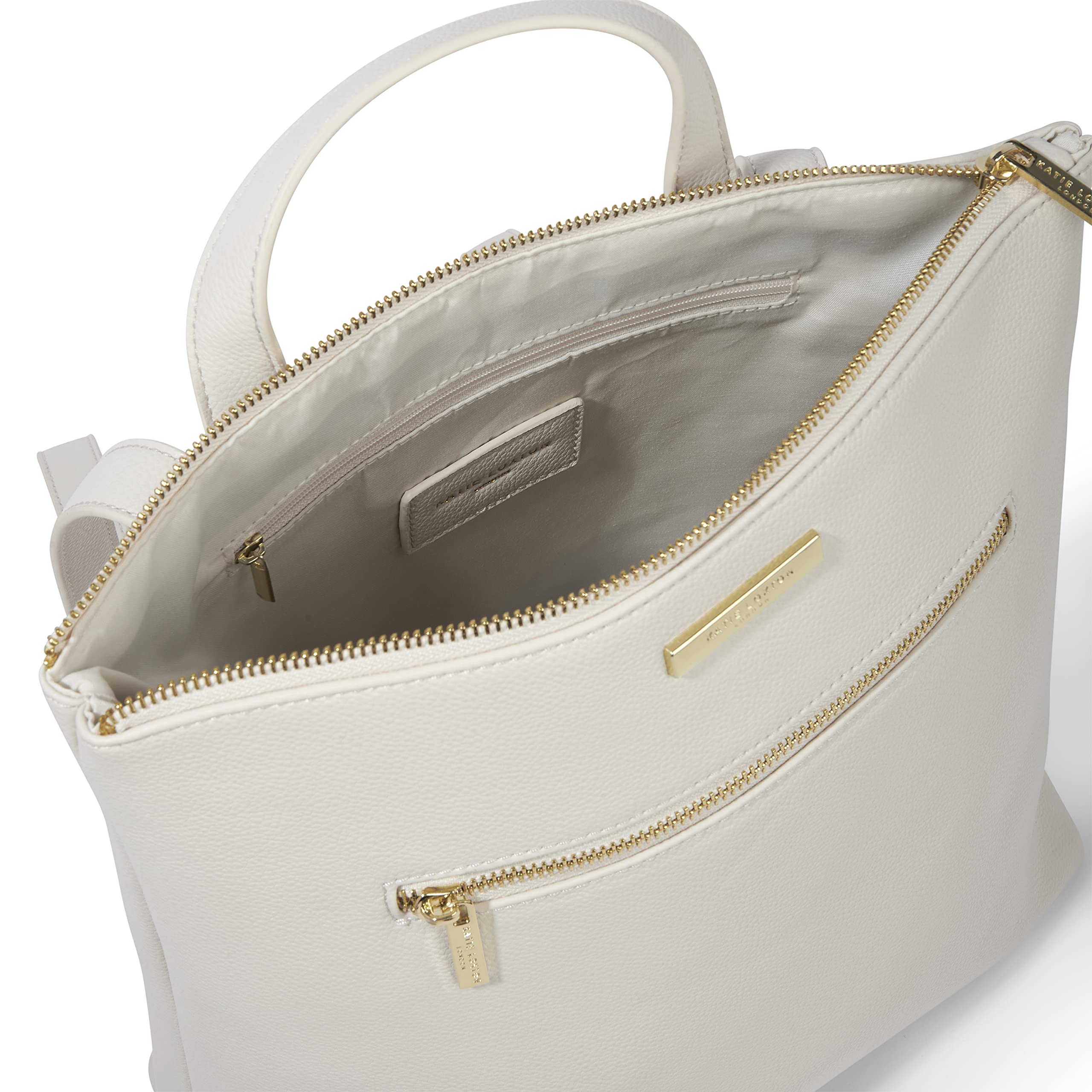 KATIE LOXTON Brooke Square Womens Large Vegan Leather Zippered Top Handle Backpack Off White