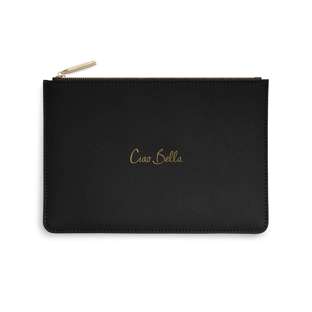 KATIE LOXTON Ciao Bella Womens Medium Vegan Leather Clutch Sentiment Perfect Pouch Black