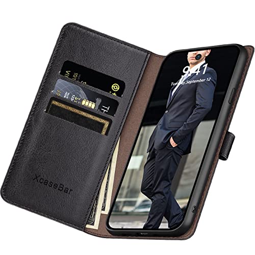 XcaseBar for Samsung Galaxy S23 Ultra Wallet case with 【RFID Blocking】 Credit Card Holder,Flip Folio Book PU Leather Phone case Shockproof Protective Cover Women Men for S23Ultra case Black