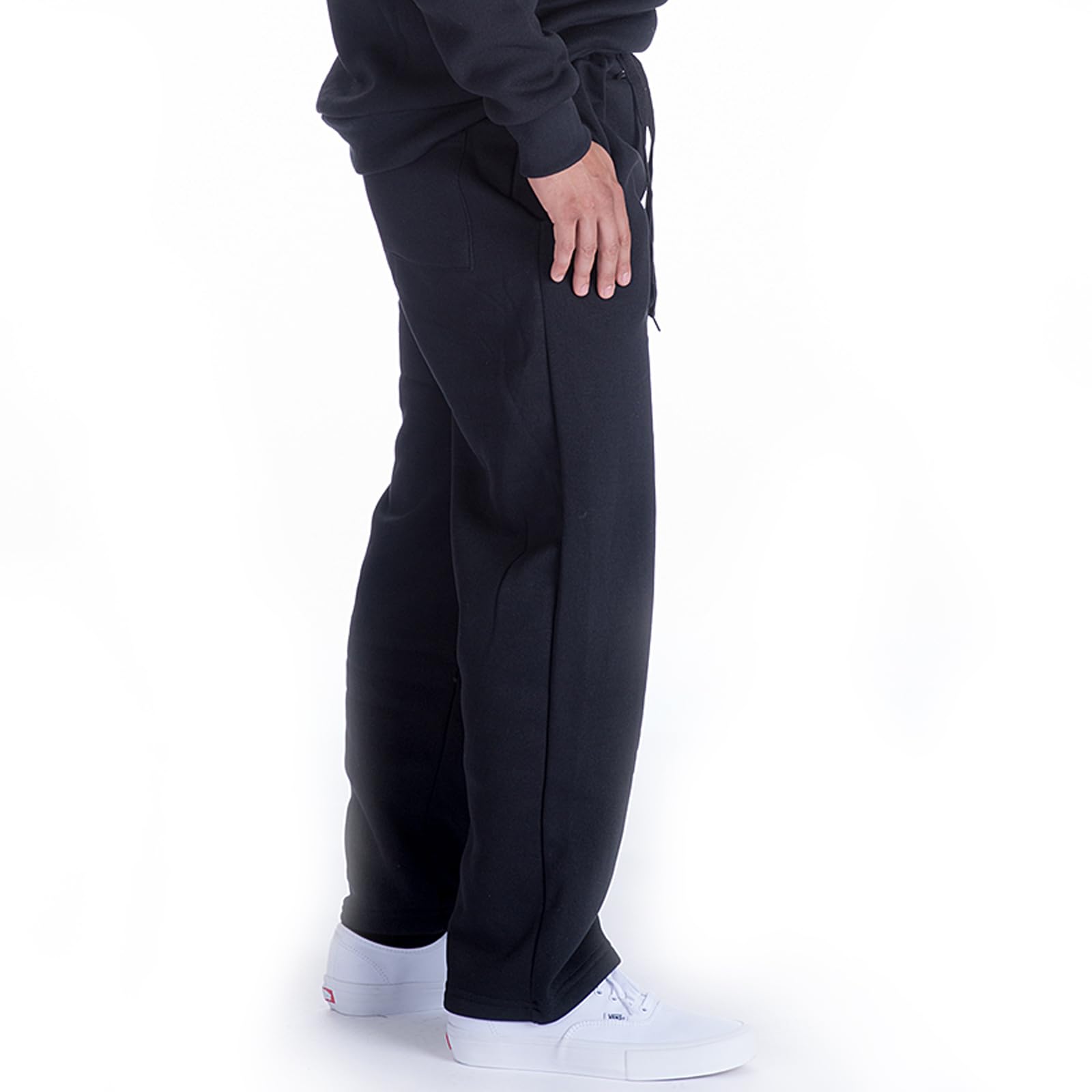 LI HANTON Men's Sweatpants Fleece Jogger Pants Athletic Workout Running Sports Sweatpants with Pockets Open Bottom(Black, US 3XL)