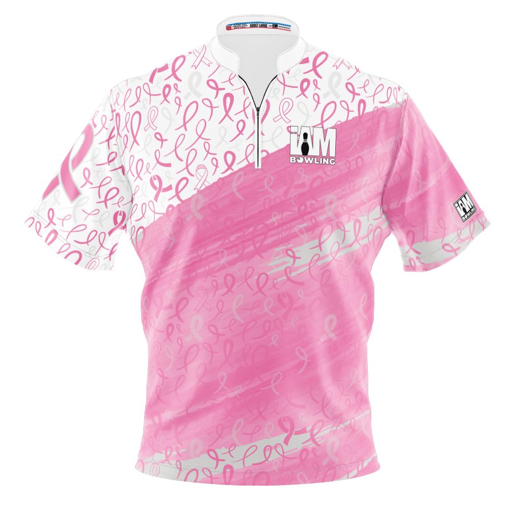 Logo Infusion Dye-Sublimated Bowling Jersey (Sash Collar) - I AM Bowling FUN Design 2037 - NO LOGO - Breast Cancer Awareness (Large)