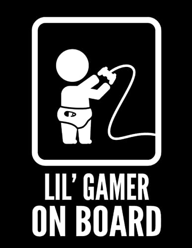 Lil' Gamer Baby On Board Decal Vinyl Sticker Auto Car Truck Wall Laptop 7" Tall - White Color