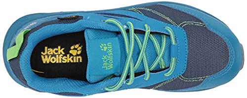 Jack Wolfskin Woodland Texapore Low Hiking Shoe Boot, Blue/Green, 2 US Unisex Big Kid