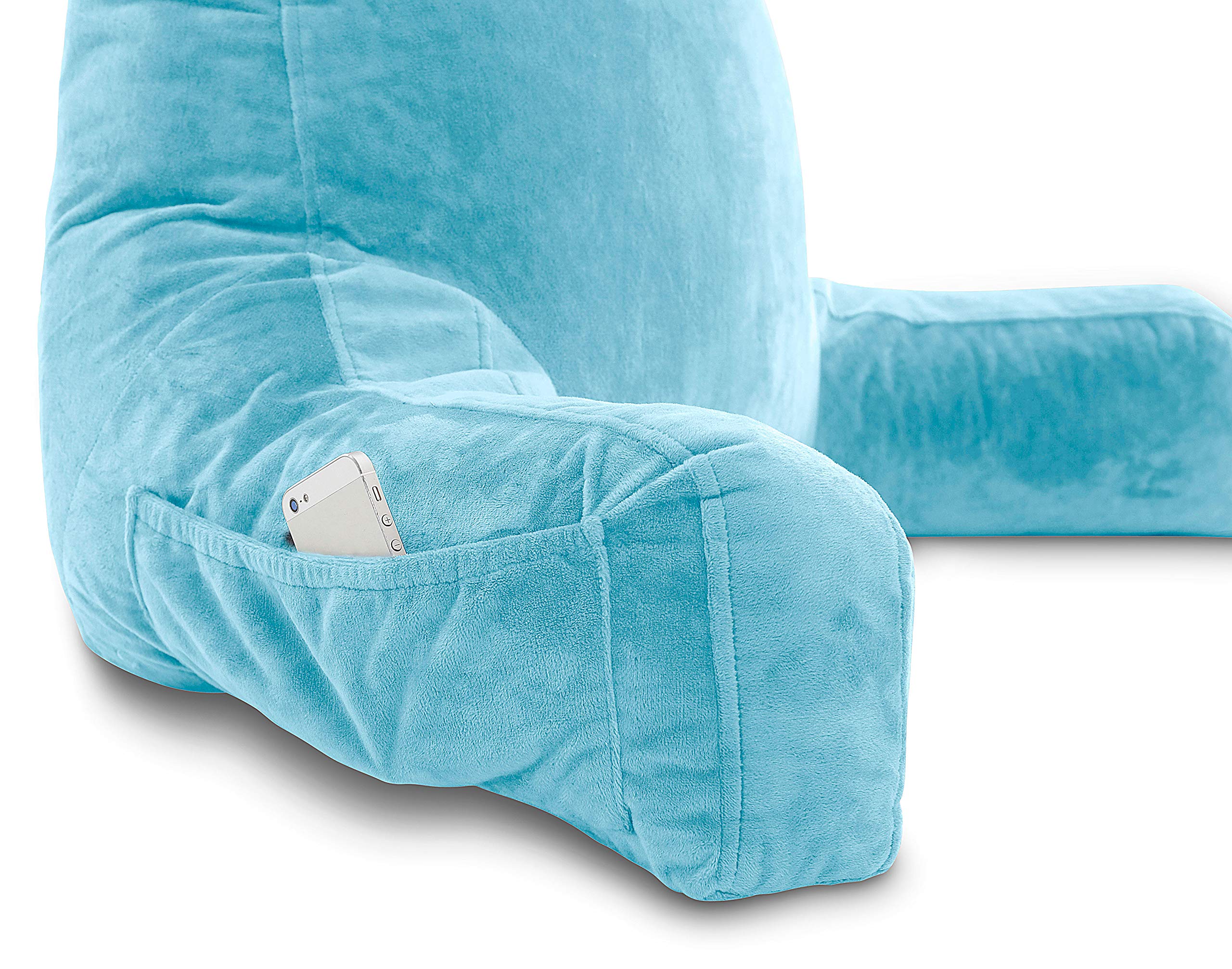 Husband Pillow Combo - Backrest Pillow with Arms : XXL Teal & Lap Desk Bed Tray : Grey - Memory Foam Reading Pillows for Bed w/Removable Neck Roll & Laptop Bed Tray Table