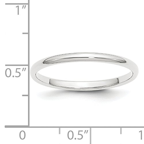Jewelry Stores Network Solid Platinum 2 mm Classic Rounded Wedding Band Ring Size 7