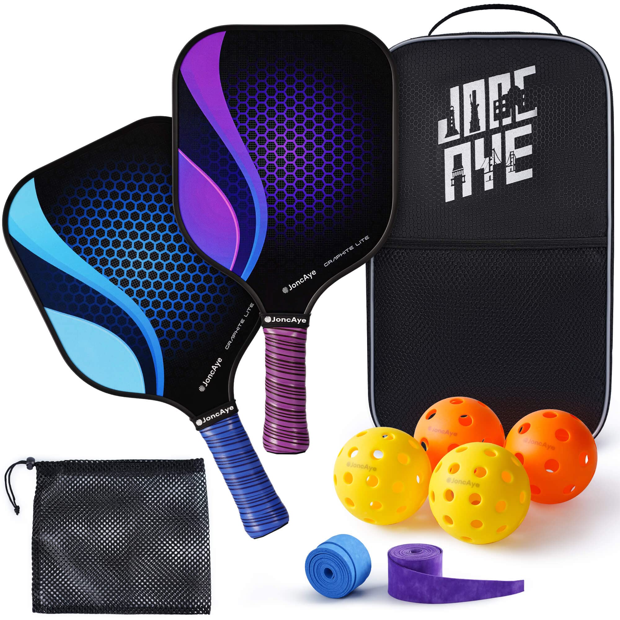 JoncAye Pickleball-Balls 6 Pack, Orange Indoor-Pickleballs USAPA Compliant, Pickle-Balls with Bag, Accessories for Pickleball-Paddle-Set, Gifts for Pickleball Lovers