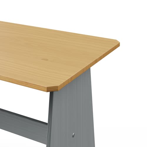 Urban Home Furniture Chapman 2 Tone Natural/Grey Solid Wood Corner Dining Set, Reversible Breakfast Nook