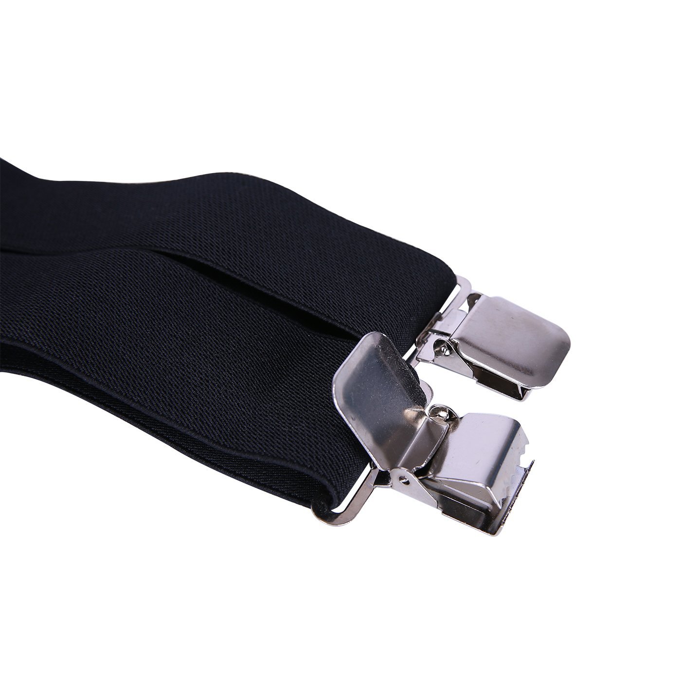 HDE Men's Solid Straight Black Suspenders Strong Clips X-Back Utility Braces