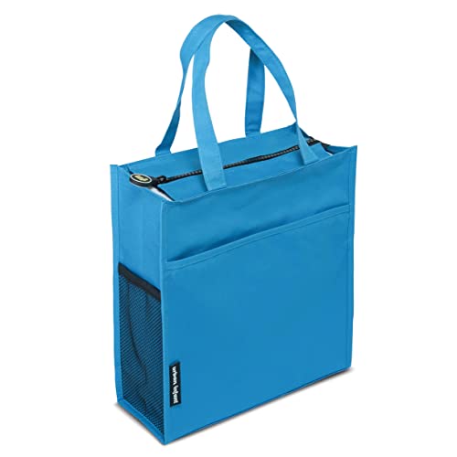 Urban Infant Tote Bag for Kids - Outer Pocket, Name Tag, 2 Mesh Bottle Holders, and Zippered Top – Perfect for After-School Activities and Travel - 13” x 11” x 5” - Blue