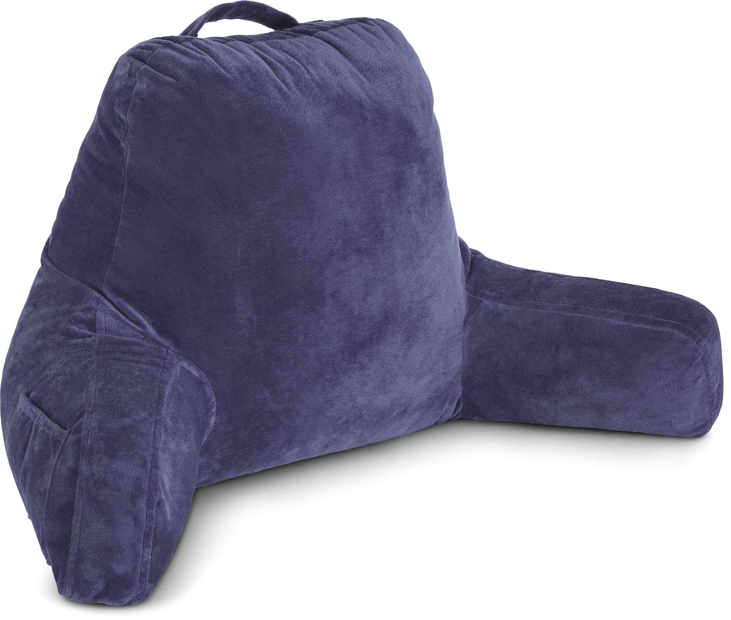 Husband Pillow Combo - Backrest Pillow with Arms : Standard Dark Blue & Lap Desk Bed Tray : Pink - Memory Foam Reading Pillows for Bed & Laptop Bed Tray Table