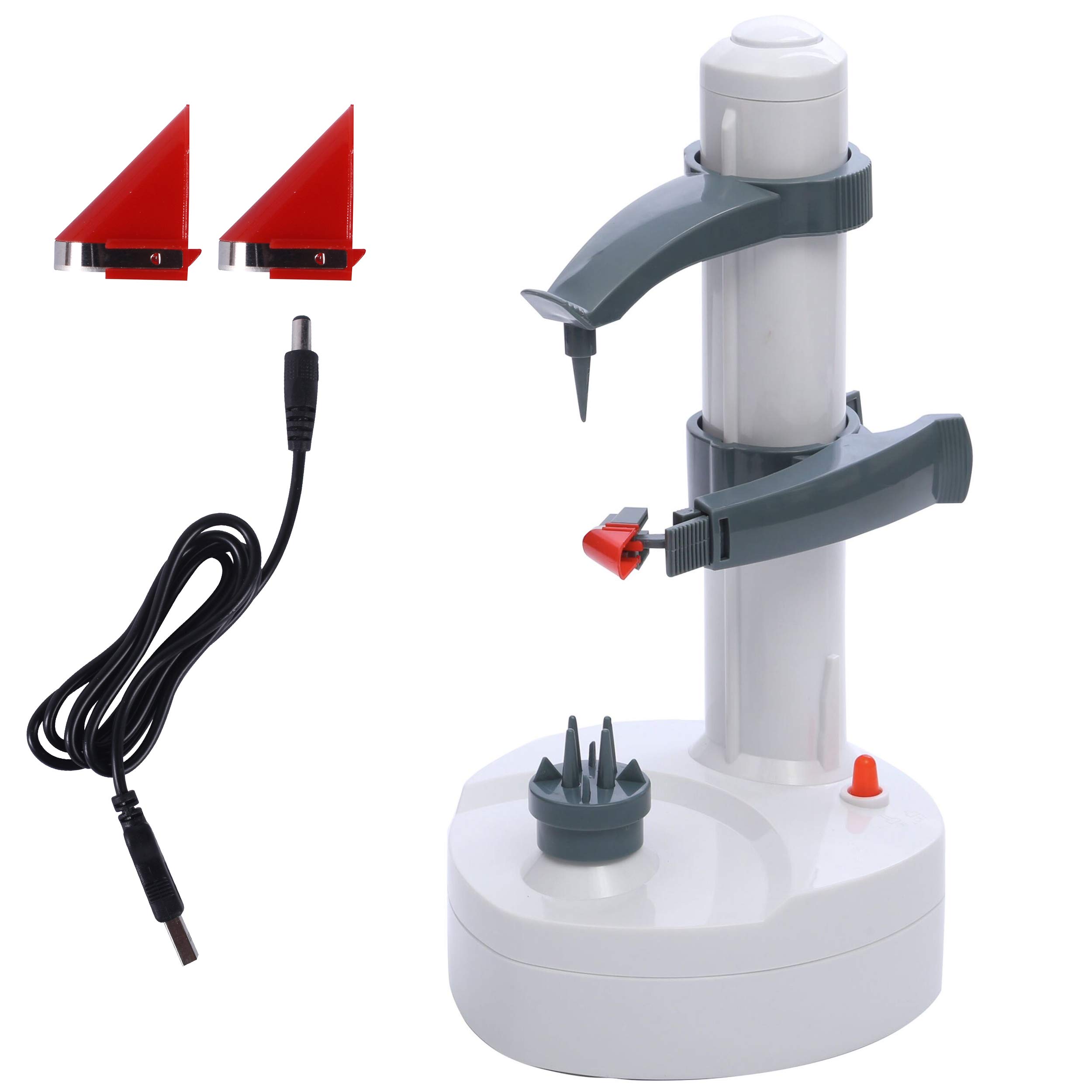HOTIME Electric Potato Peelers-Electric Apple Peeler Automatic Rotating Fruits Peeler Vegetables Paring Machine Kitchen Peeling Tool for Apple-White