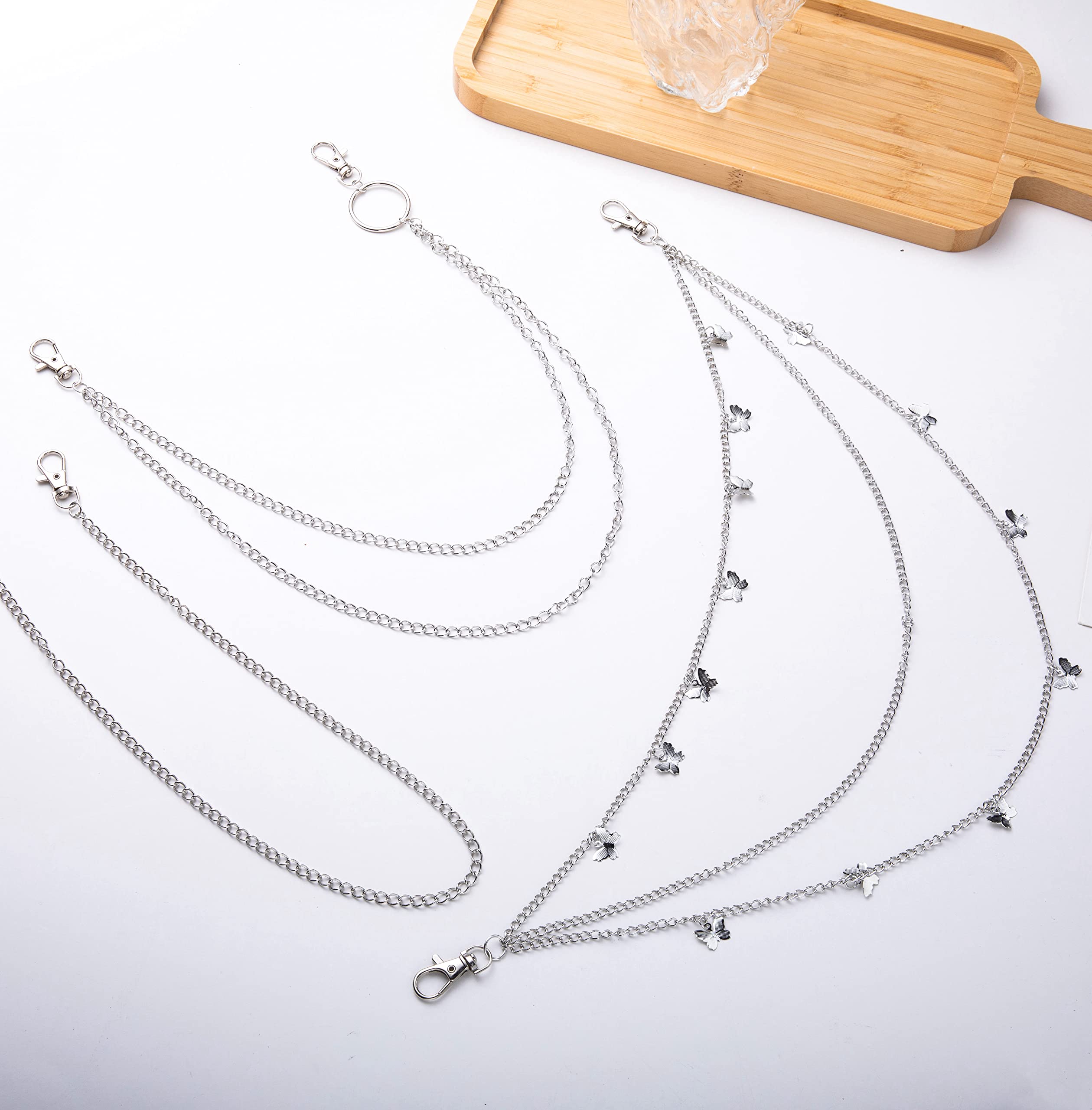 Masedy 7Pcs Jeans Chains Wallet Chain Waist Belly Chain for Women Men Hip Hop Pants Chain Pocket Chain Belt Chains S