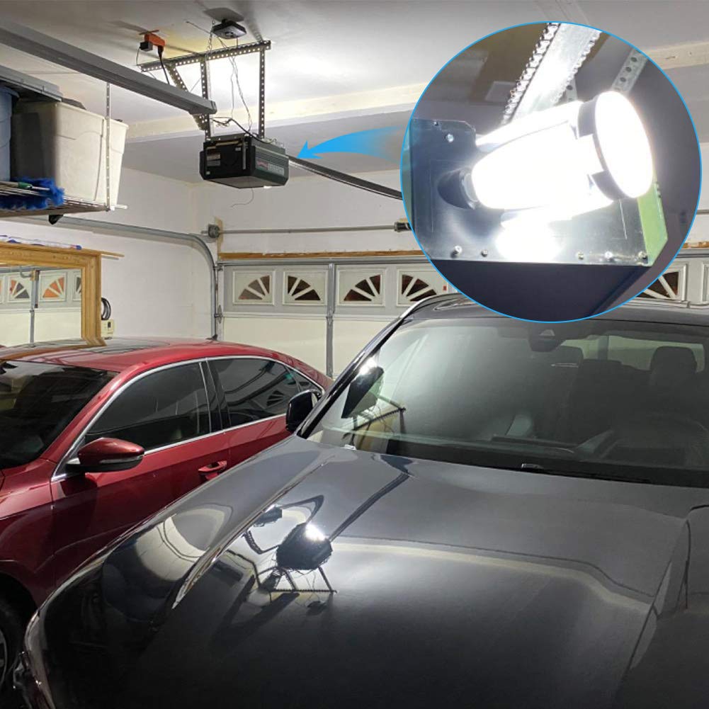 Hushtong LED Garage Lights, Deformable LED Garage Lights,Garage Light Bulb,4600K Garage LED Lamp,E26 Lamp Holders,46W LED Shop Lights for Garage,Workshop Bright Light with 4 Adjustable Panels